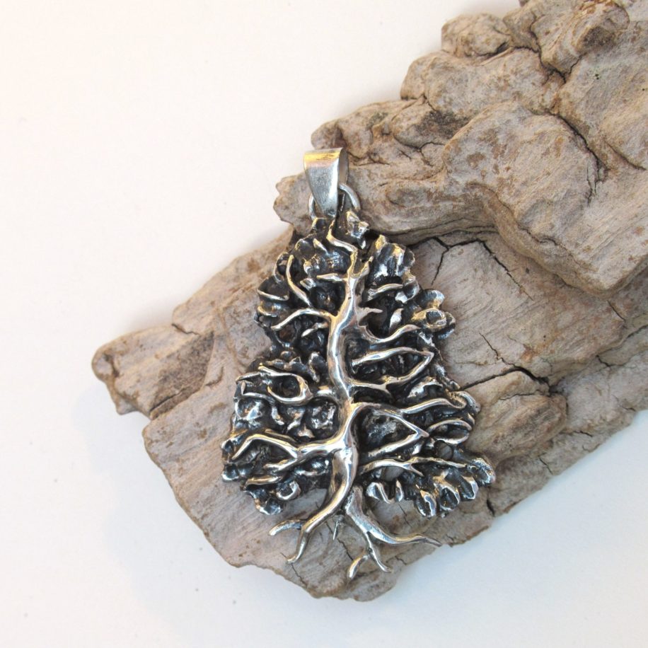 Artisan Tree of Life Pendant, fine silver beech tree - Zilvera